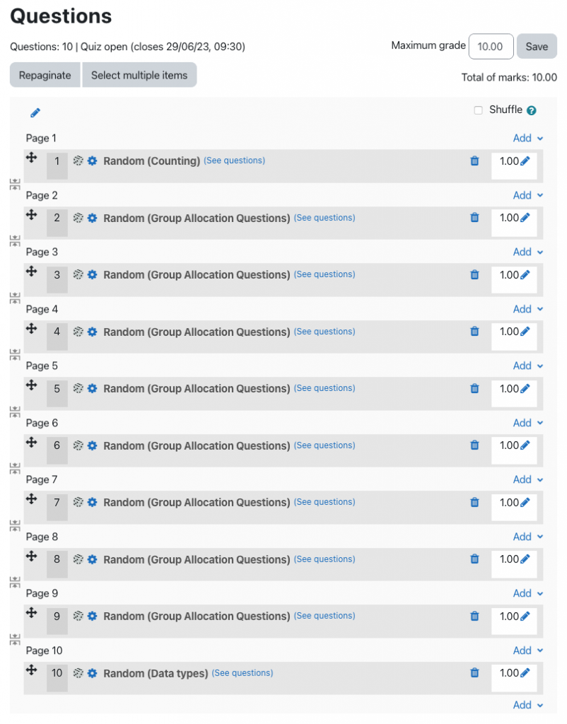 Randomizing Quiz Questions in Moodle - Moodle Answers