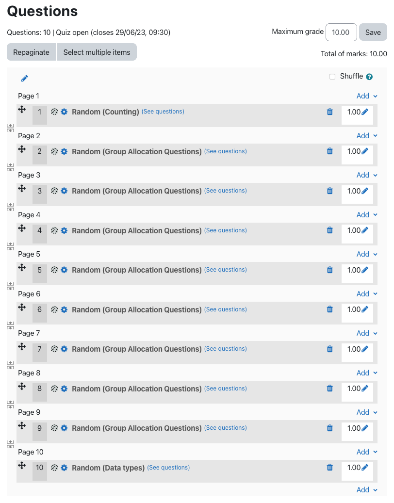 Randomizing Quiz Questions in Moodle - Moodle Answers