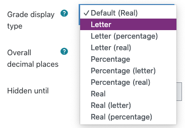Displaying Grades as Letter Grades - Moodle Answers