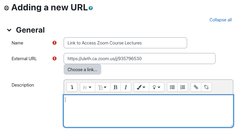 Adding a Zoom Link to Moodle - Moodle Answers